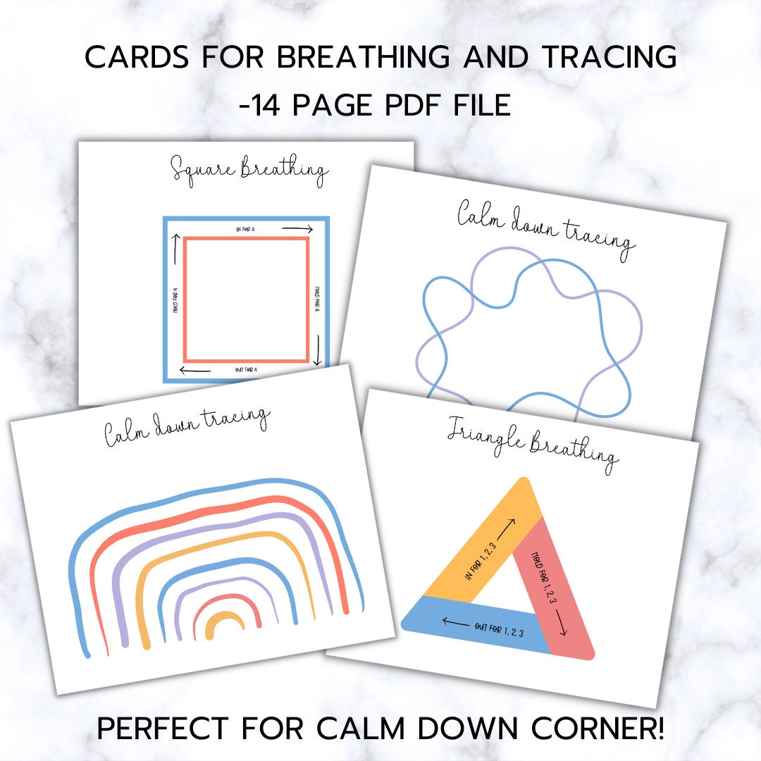 Breathing and Tracing Cards for Kids Mindfulness Breathing Exercises ...