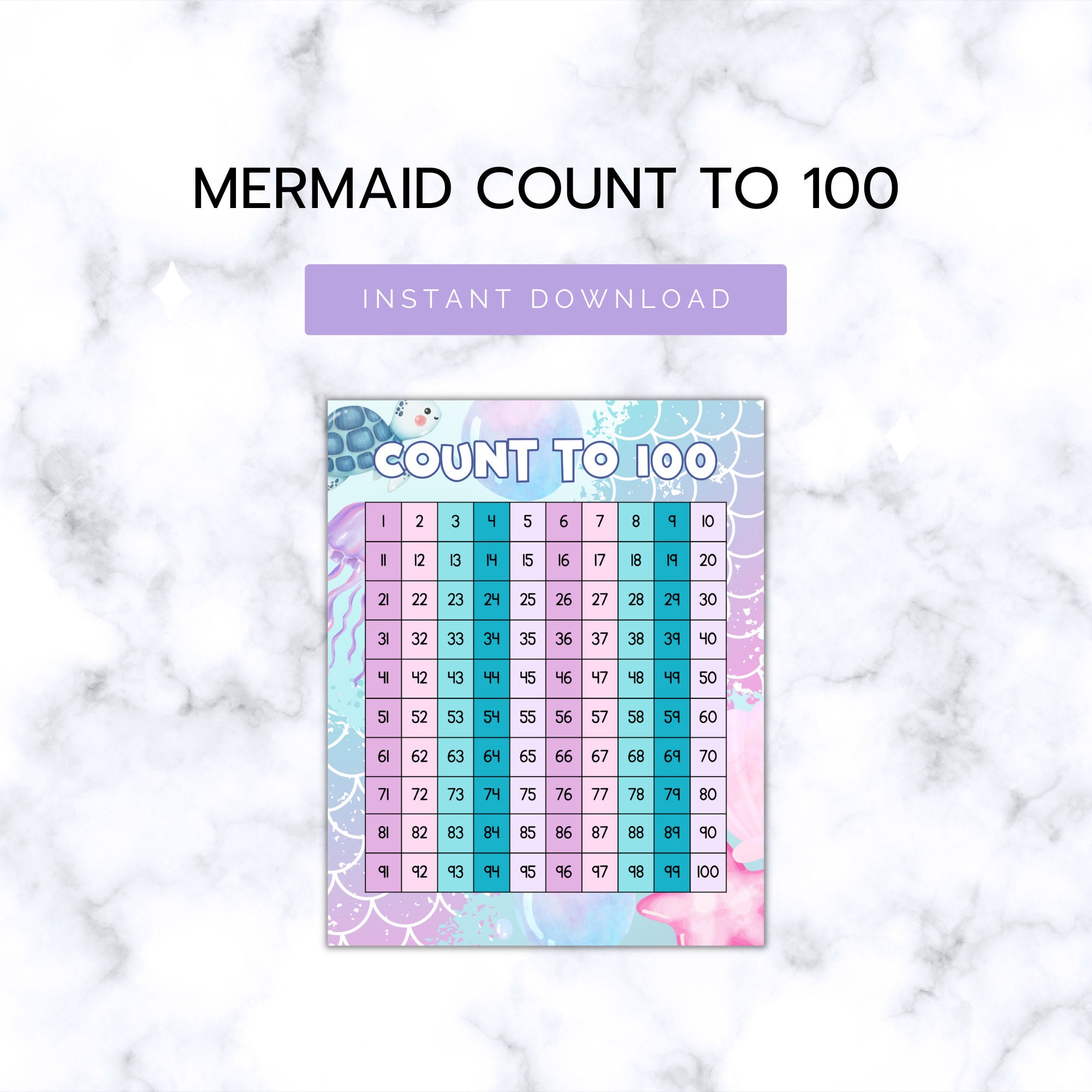 Mermaid Count to 100 Printable Math Printable for Kids Math Activity ...