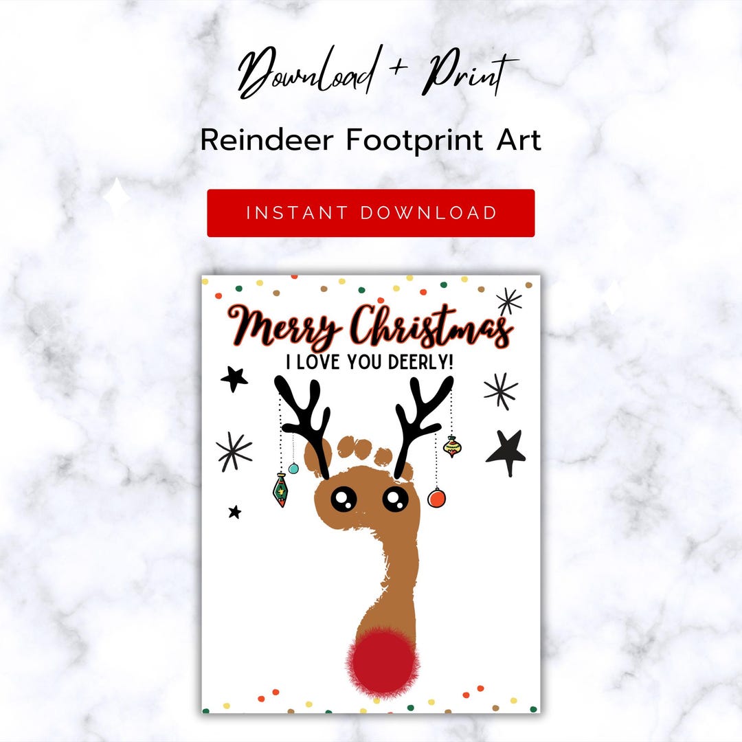 Reindeer Footprint Art Activity | DIY Printable Foot Art for Kids ...