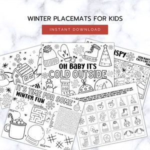 5 Winter Activity Placemats for Kids Digital Download Christmas ...