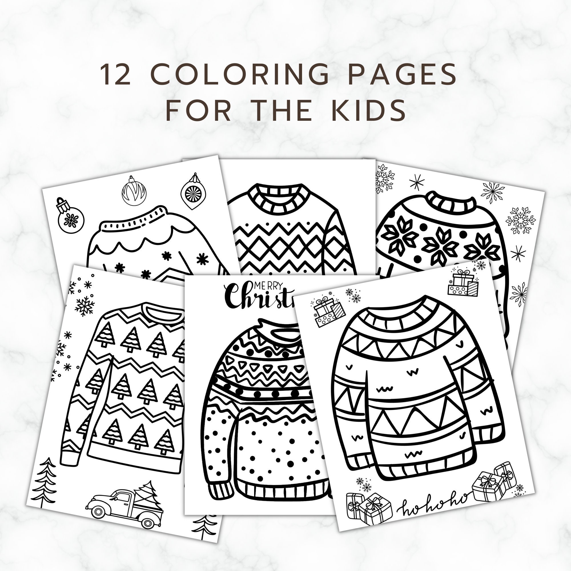 12 Christmas Sweater Coloring Pages | Digital Download | Ugly Christmas ...