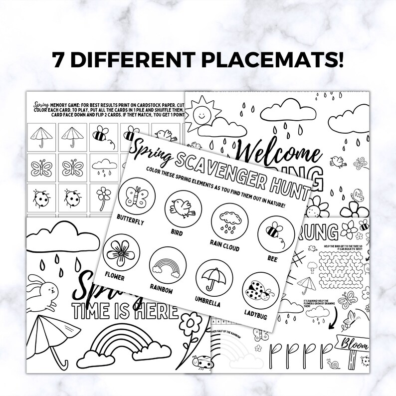 7 Spring Activity Placemats for Kids | Spring Placemats | Spring ...