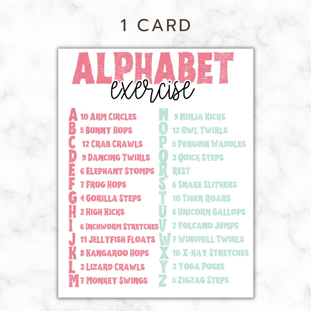 Alphabet Exercise Game for Kids - Etsy