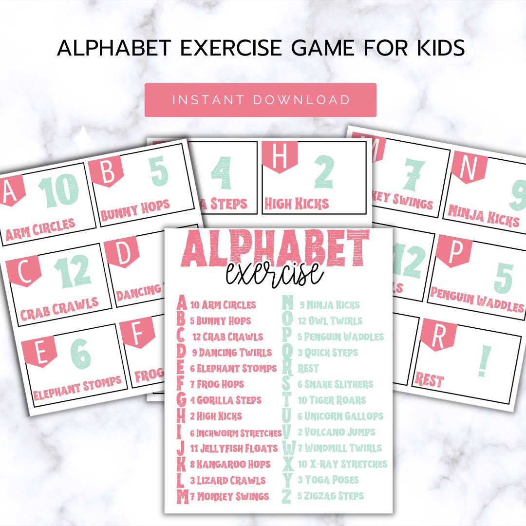 Alphabet Exercise Game for Kids - Etsy