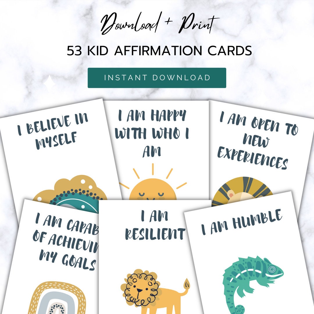 Printable Affirmation Cards for Kids | Motivational Cards | Kids ...