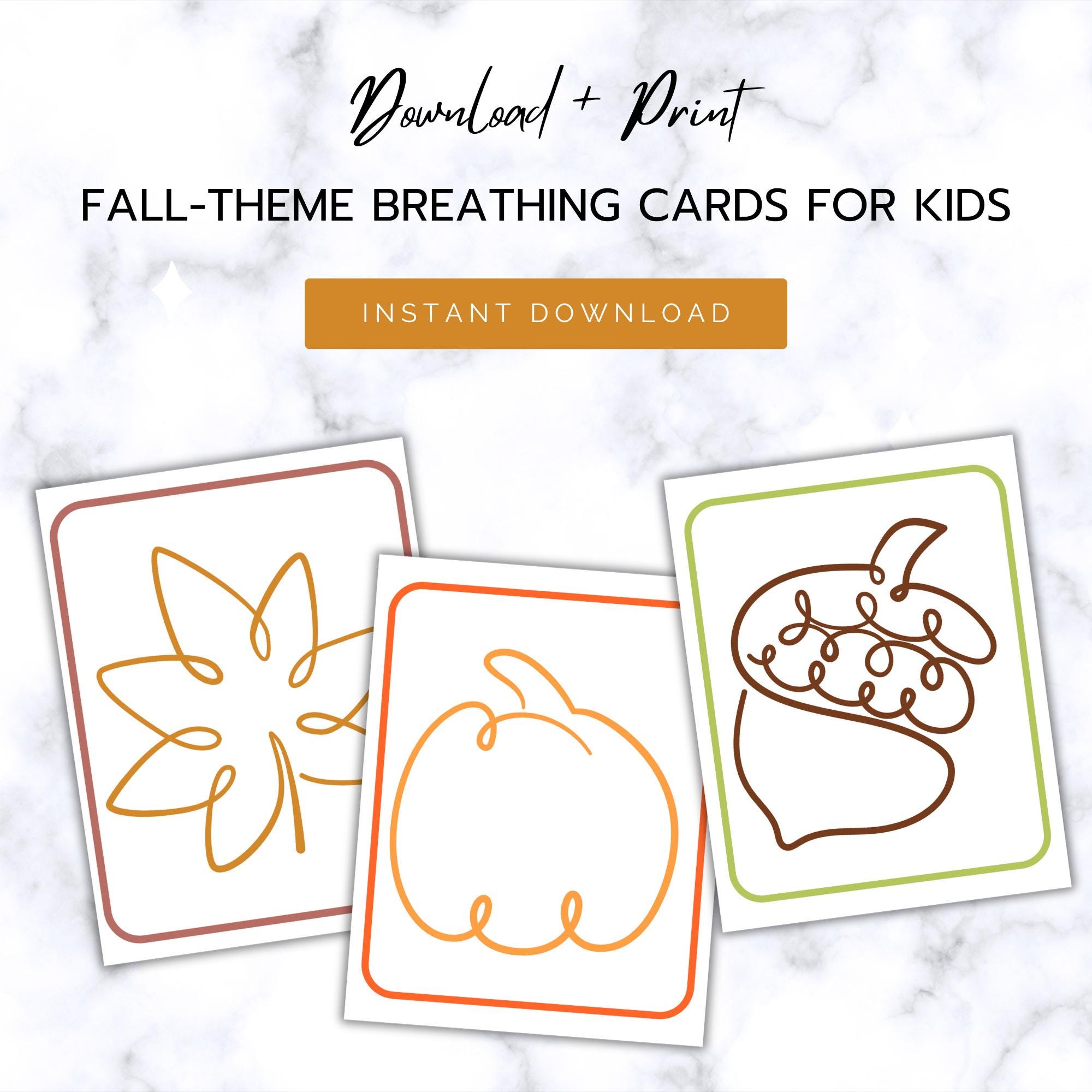 Fall Themed Tracing Cards for Kids Breathing Cards for Toddlers ...
