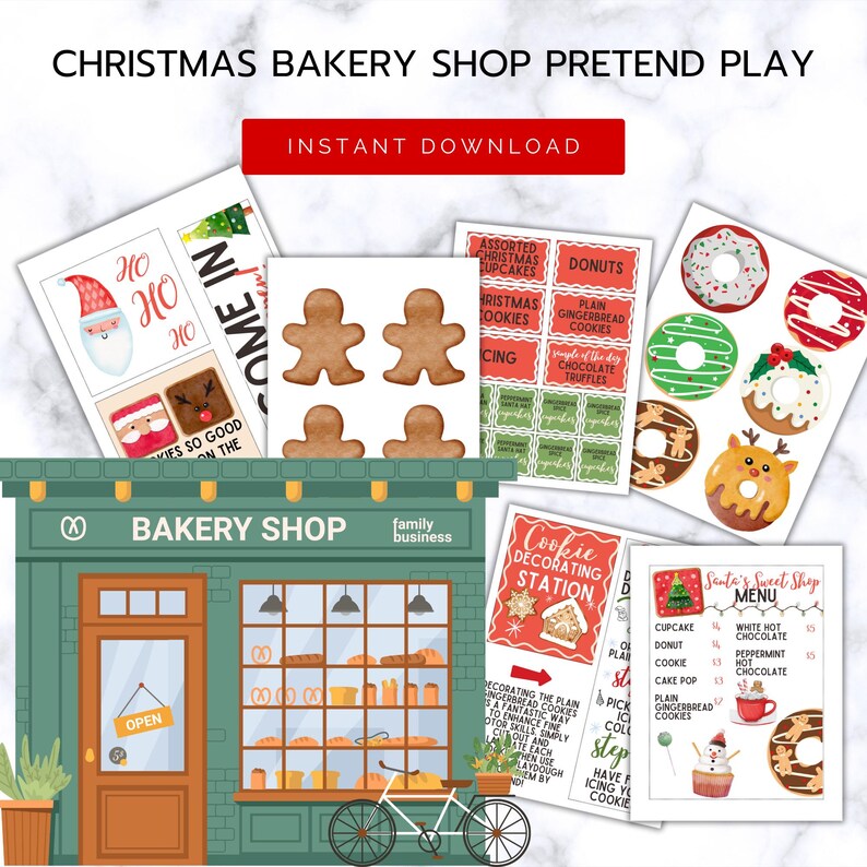 Printable Christmas Bakery Pretend Play Kit for Toddlers | Christmas ...