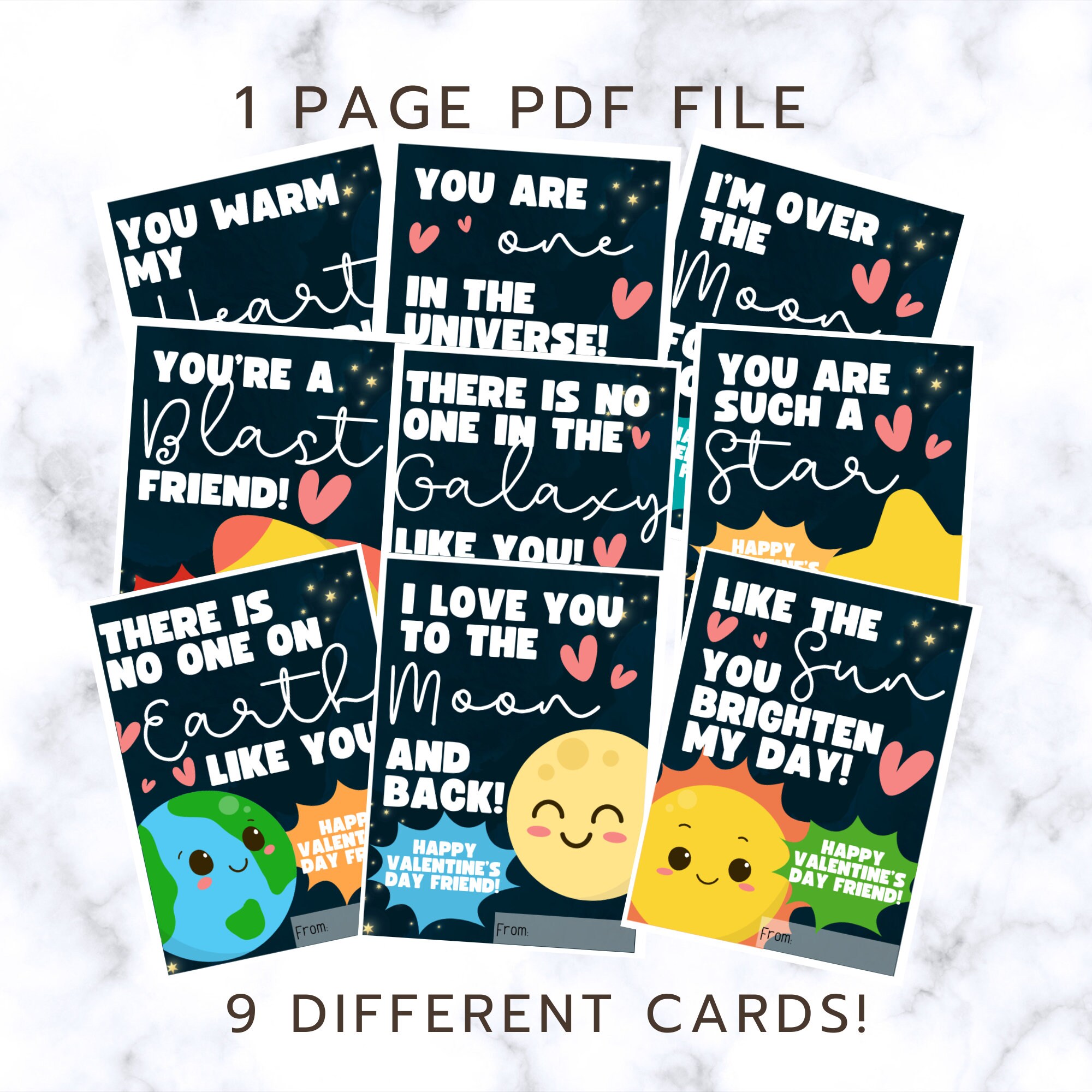 9 Fun Space Valentine's Day Cards for Kids Digital Download Space ...