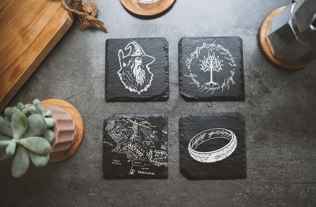 Slate Lord of the Rings Coasters,set of LOTR Coasters,fantasy Square ...