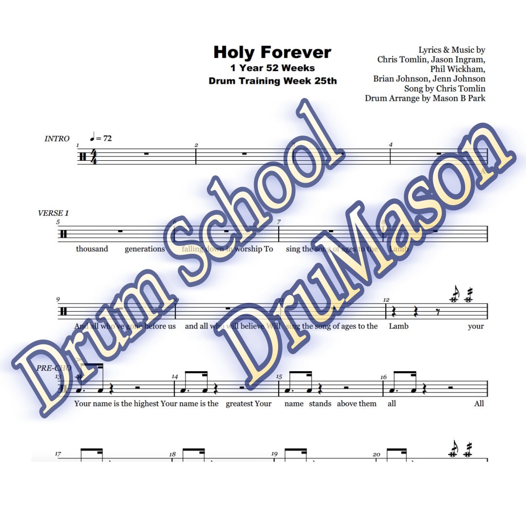 Holy Forever-chris Tomlin | Drum Score | Drum Sheet Music - Etsy