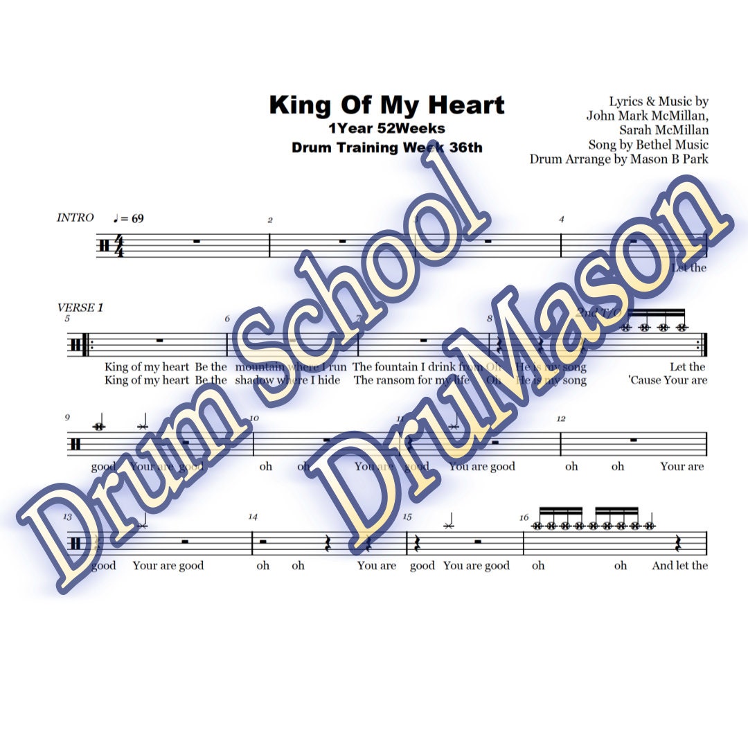 King of My Heart-bethel Music | Drum Score | Music Sheet for Band - Etsy