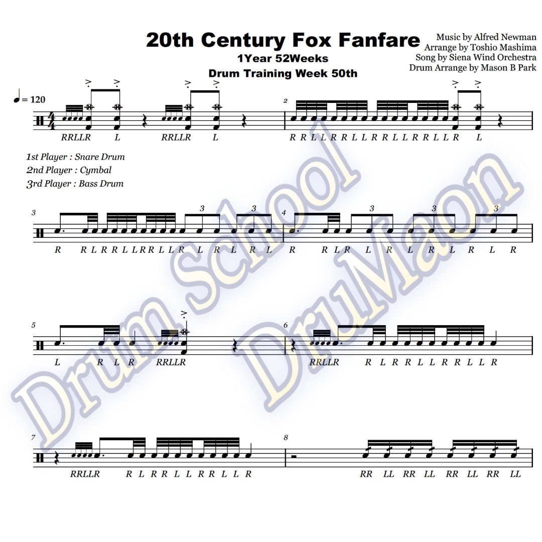 20th Century Fox Fanfare Snare Drum Score - Etsy