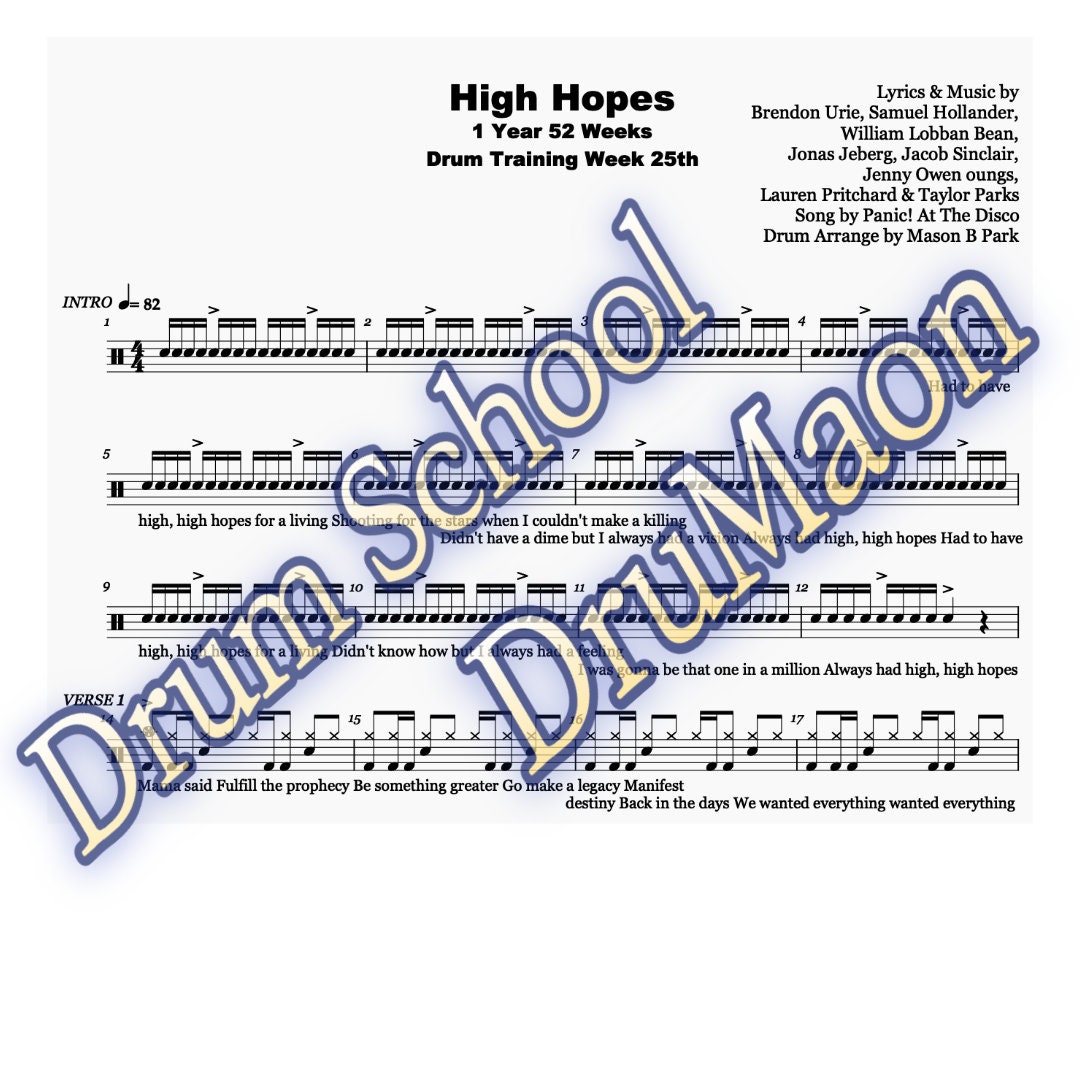 High Hopes-panic! at the Disco | Drum Chart Score | Drum Music Sheet ...