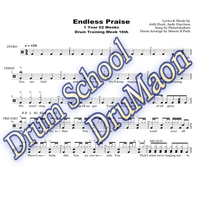 ENDLESS PRAISE _ Planetshakers Drum Score Music Sheet for - Etsy
