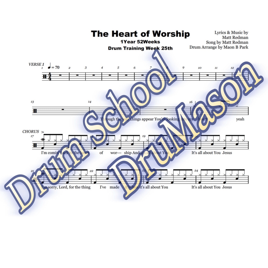 The Heart of Worship-matt Redman | Drum Score - Etsy