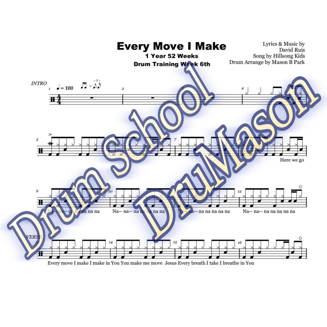 Every Move I Make - Hillsong Worship | Drum Score | Sheet Music for ...
