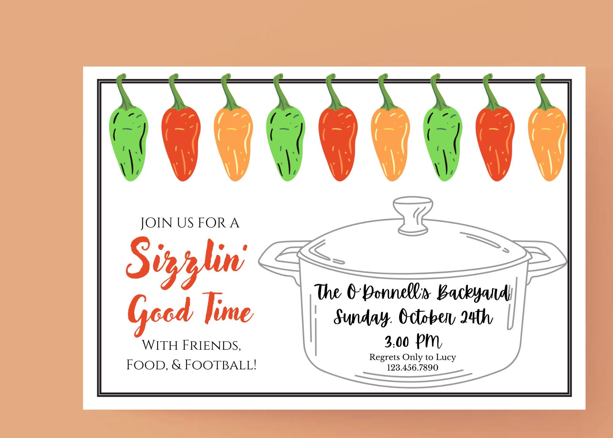 Party Invitation | Chili Party | INSTANT DOWNLOAD - Etsy