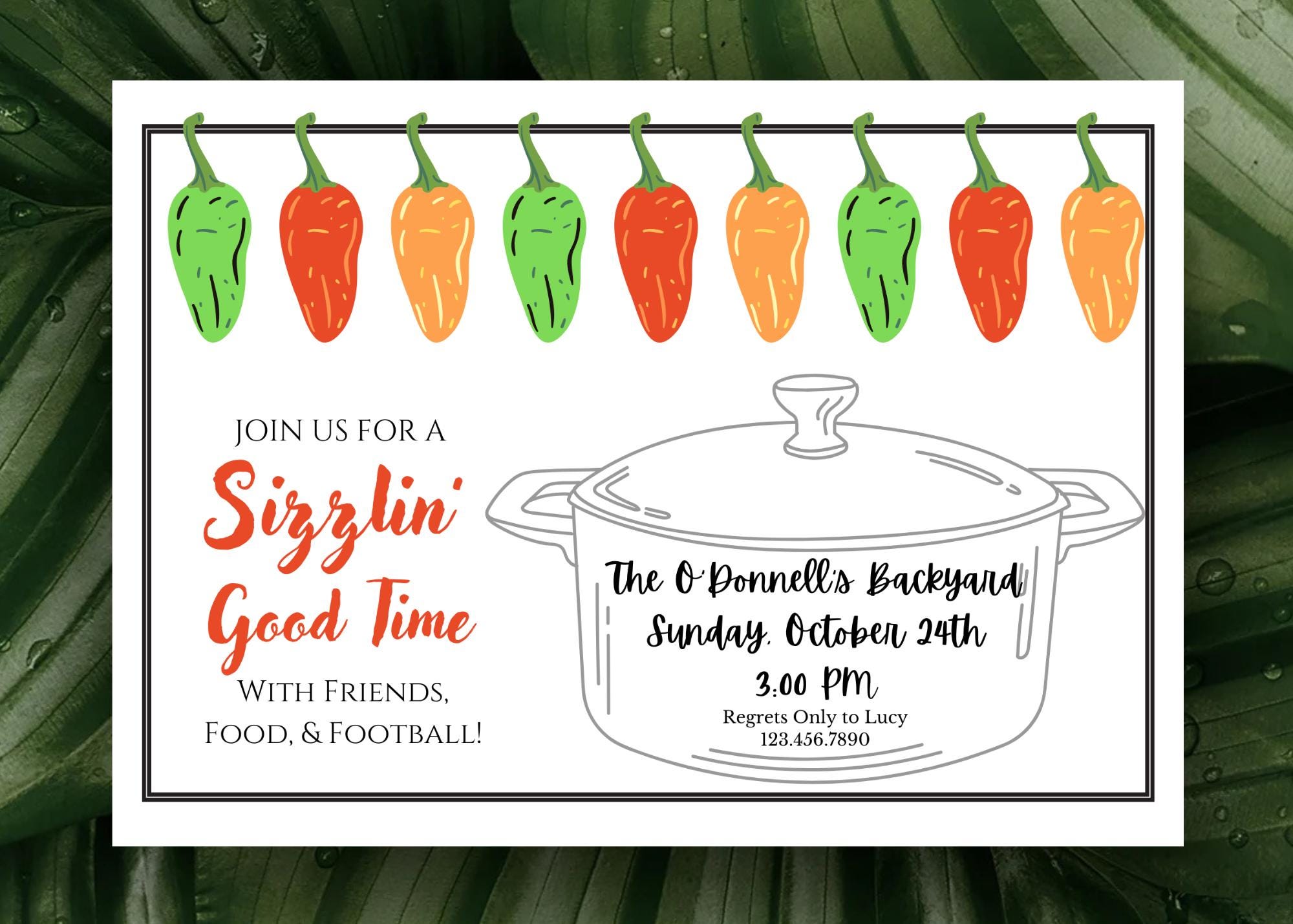 Party Invitation | Chili Party | INSTANT DOWNLOAD - Etsy