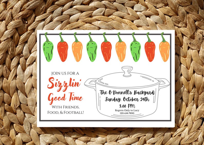 Party Invitation | Chili Party | INSTANT DOWNLOAD - Etsy