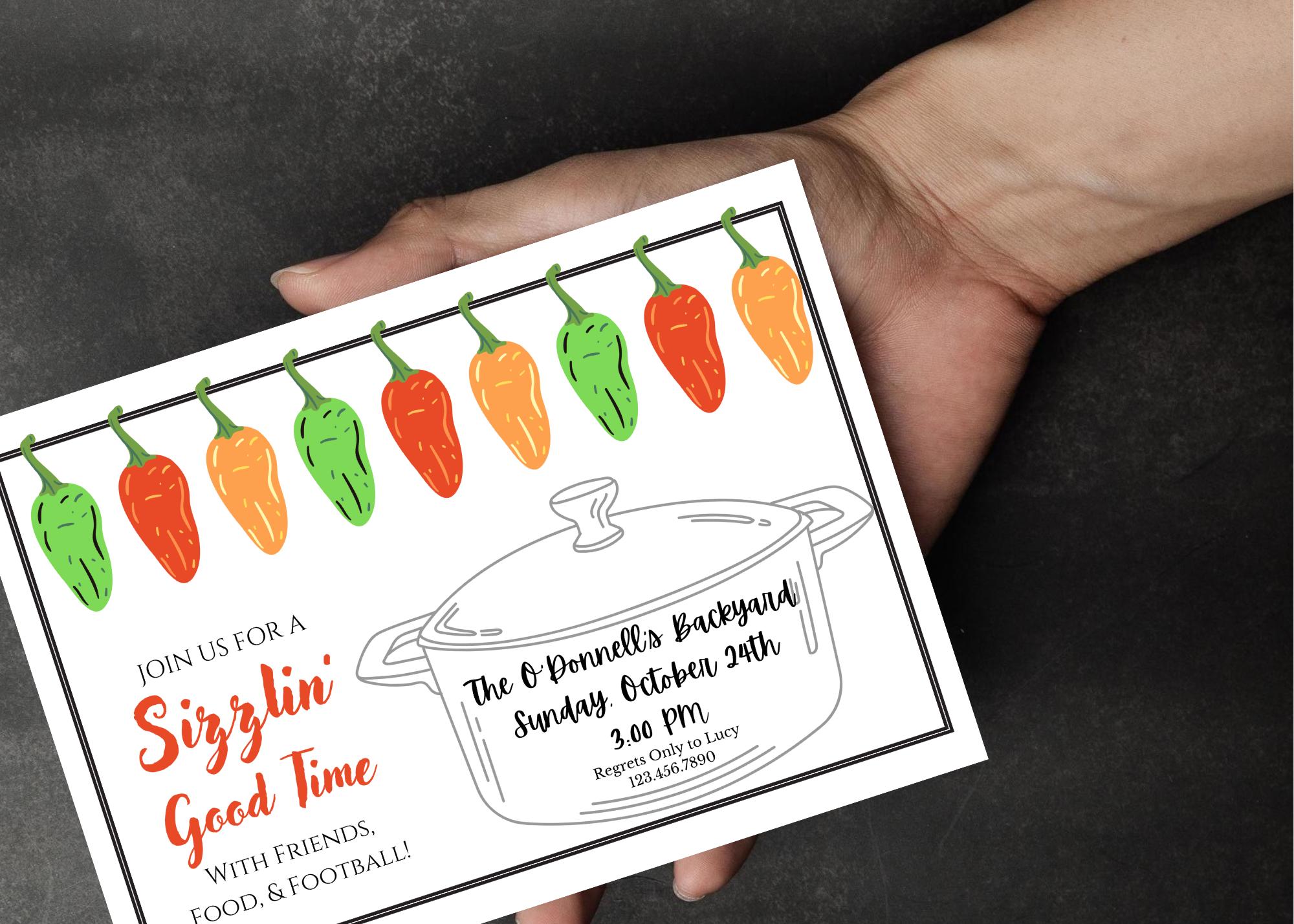 Party Invitation | Chili Party | INSTANT DOWNLOAD - Etsy