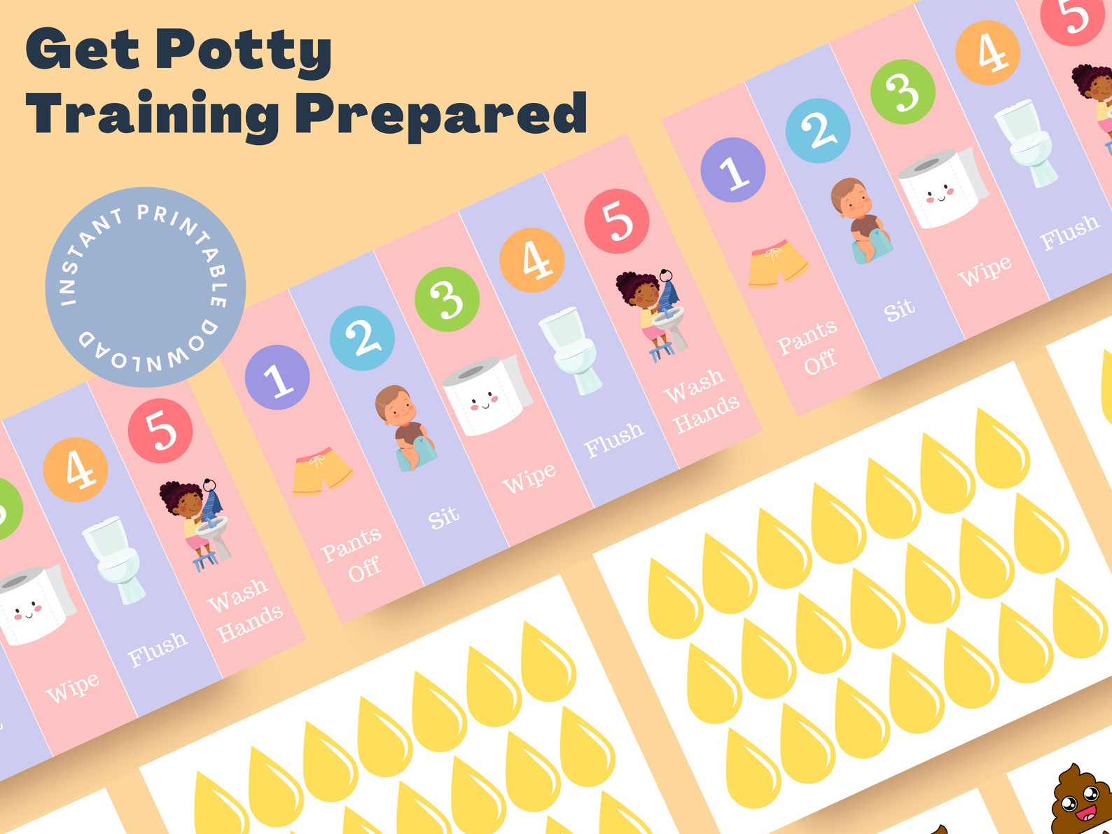 Potty Training Steps and Fun Reward Game Montessori Toddler Toilet ...