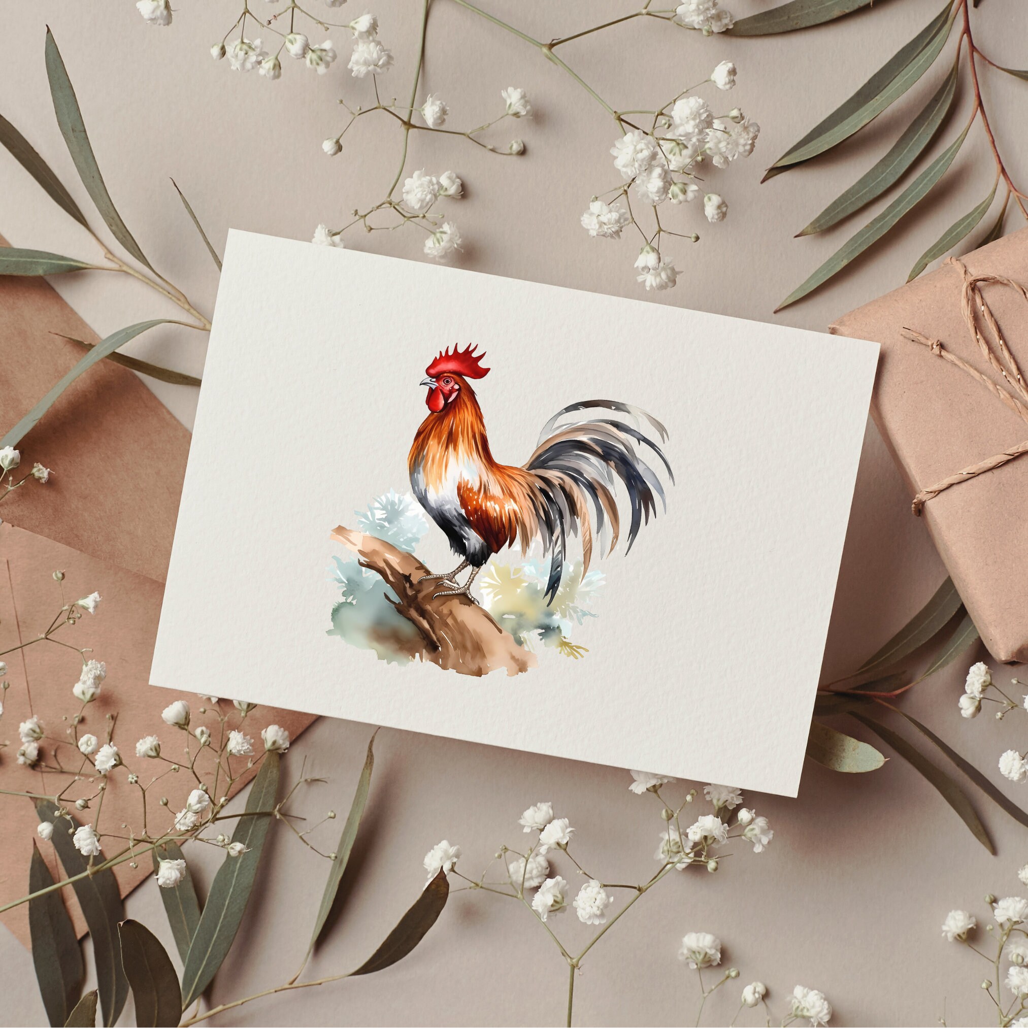 Rooster Watercolor Clipart Transparent Background PNG Drawing Crafting ...