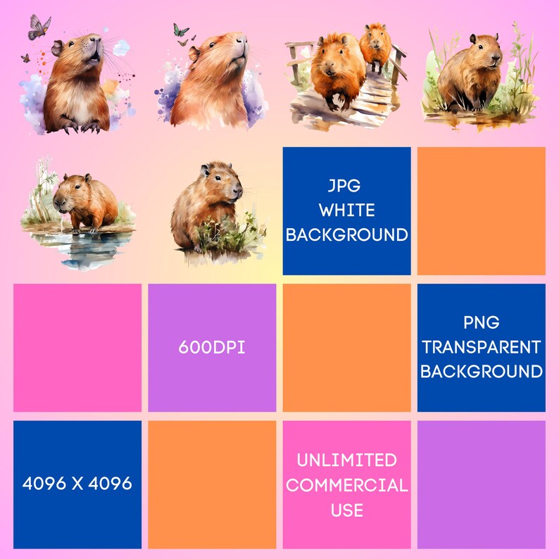 Capybara Watercolor Clipart Transparent Background PNG Drawing Crafting ...