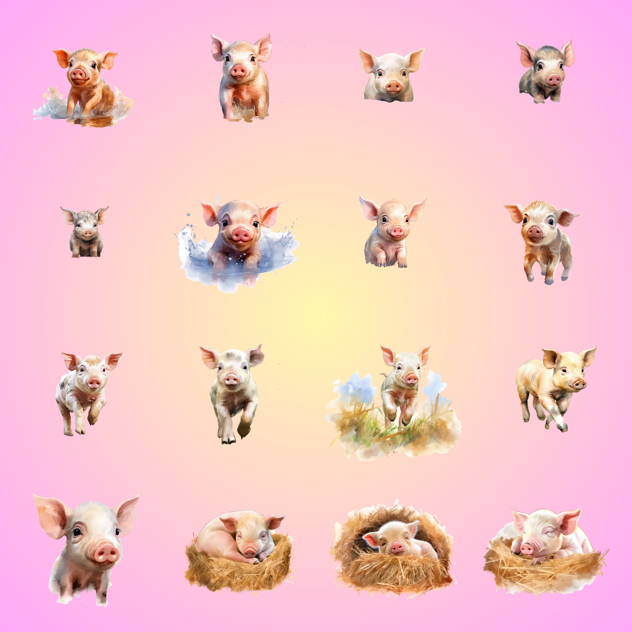 Baby Pig Watercolor Clipart Transparent Background PNG Drawing - Etsy