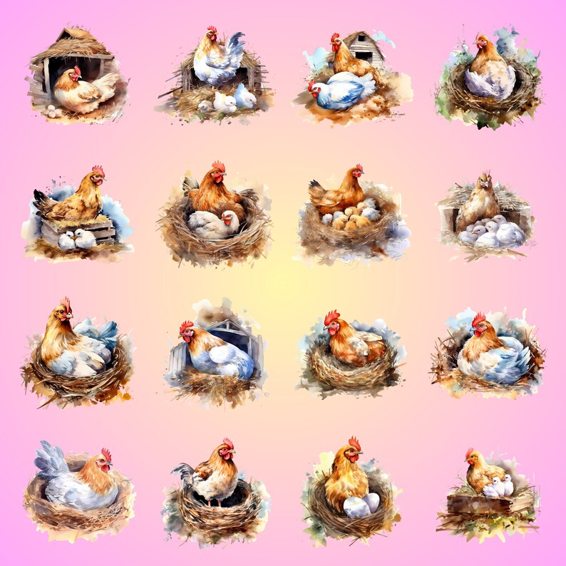 Chicken Watercolor Clipart Transparent Background PNG Drawing Crafting ...