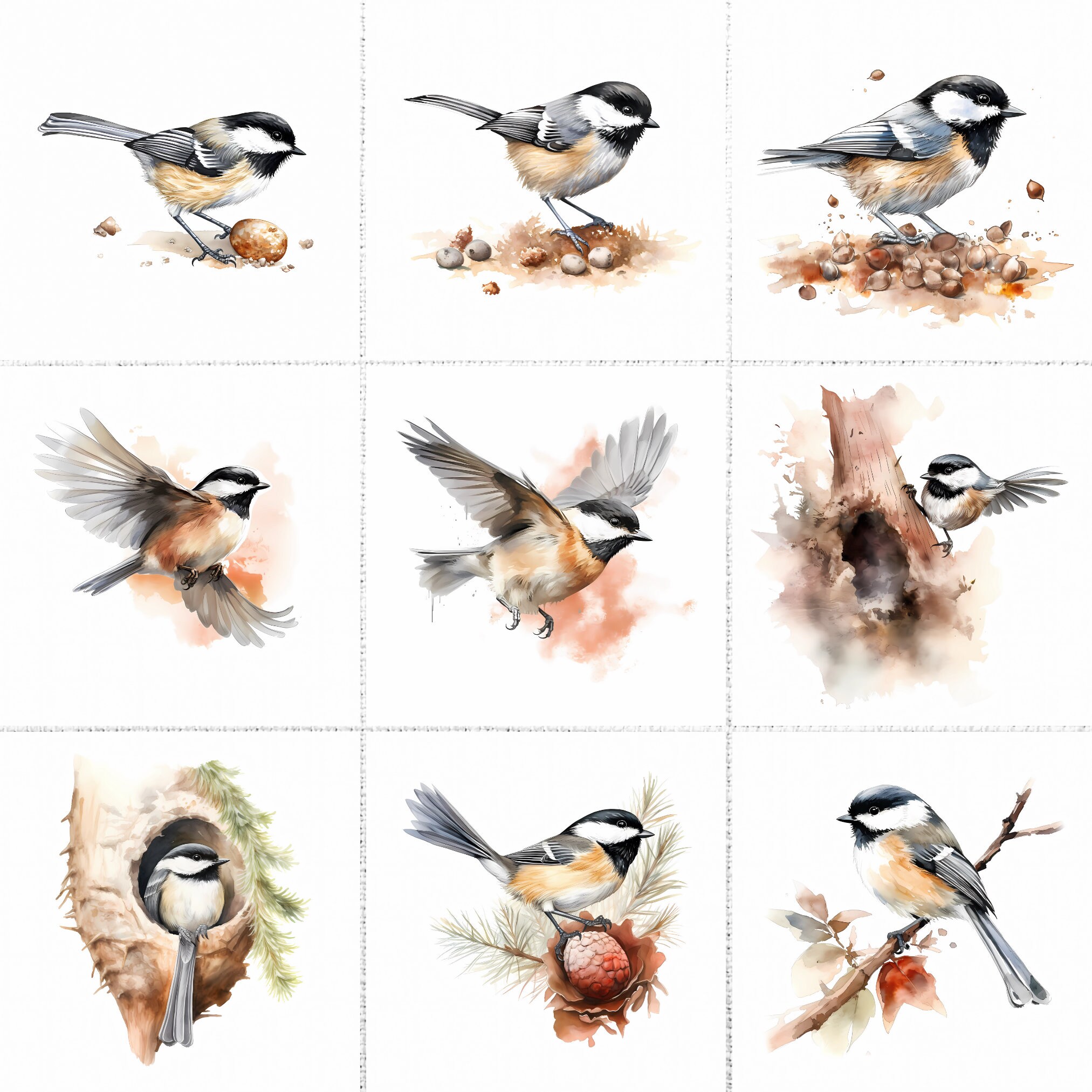 Chickadee Watercolor Clipart Transparent Background PNG Drawing ...