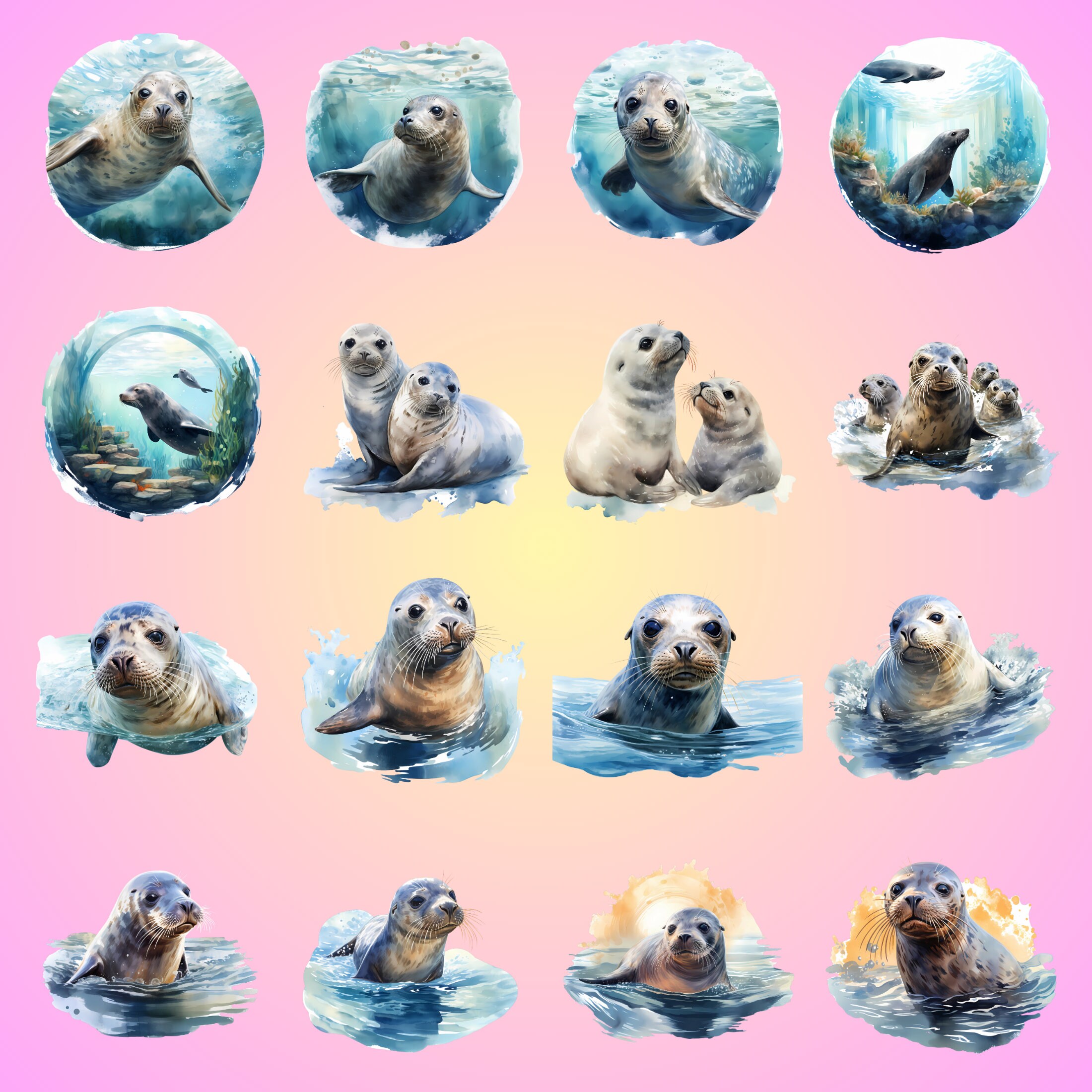 Seal Watercolor Clipart Transparent Background PNG Drawing Crafting ...