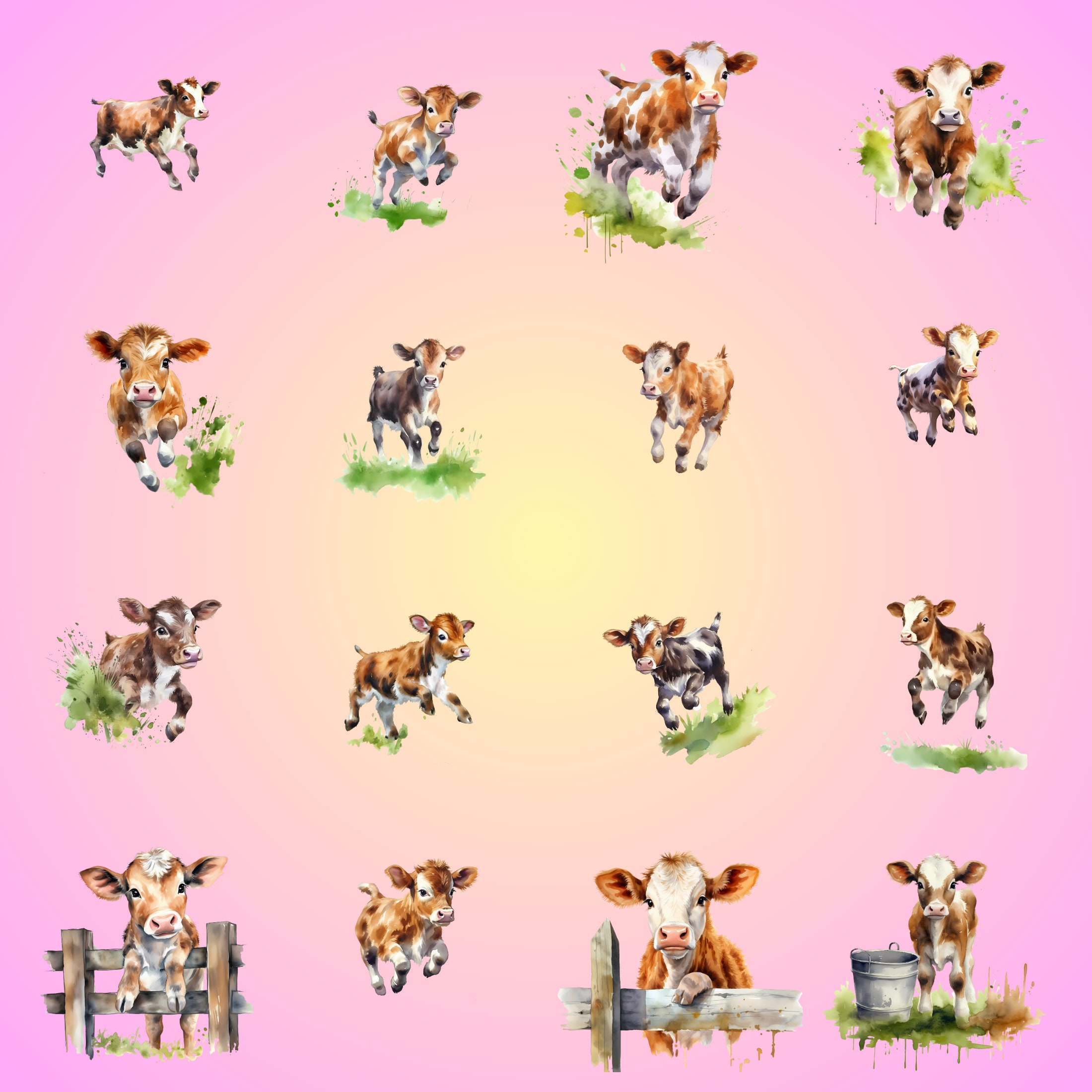 Baby Cow Watercolor Clipart Transparent Background PNG Drawing Crafting ...