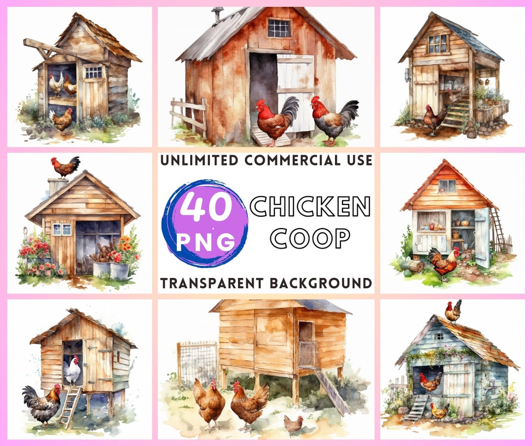 Chicken Coop Watercolor Clipart Transparent Background PNG Drawing ...