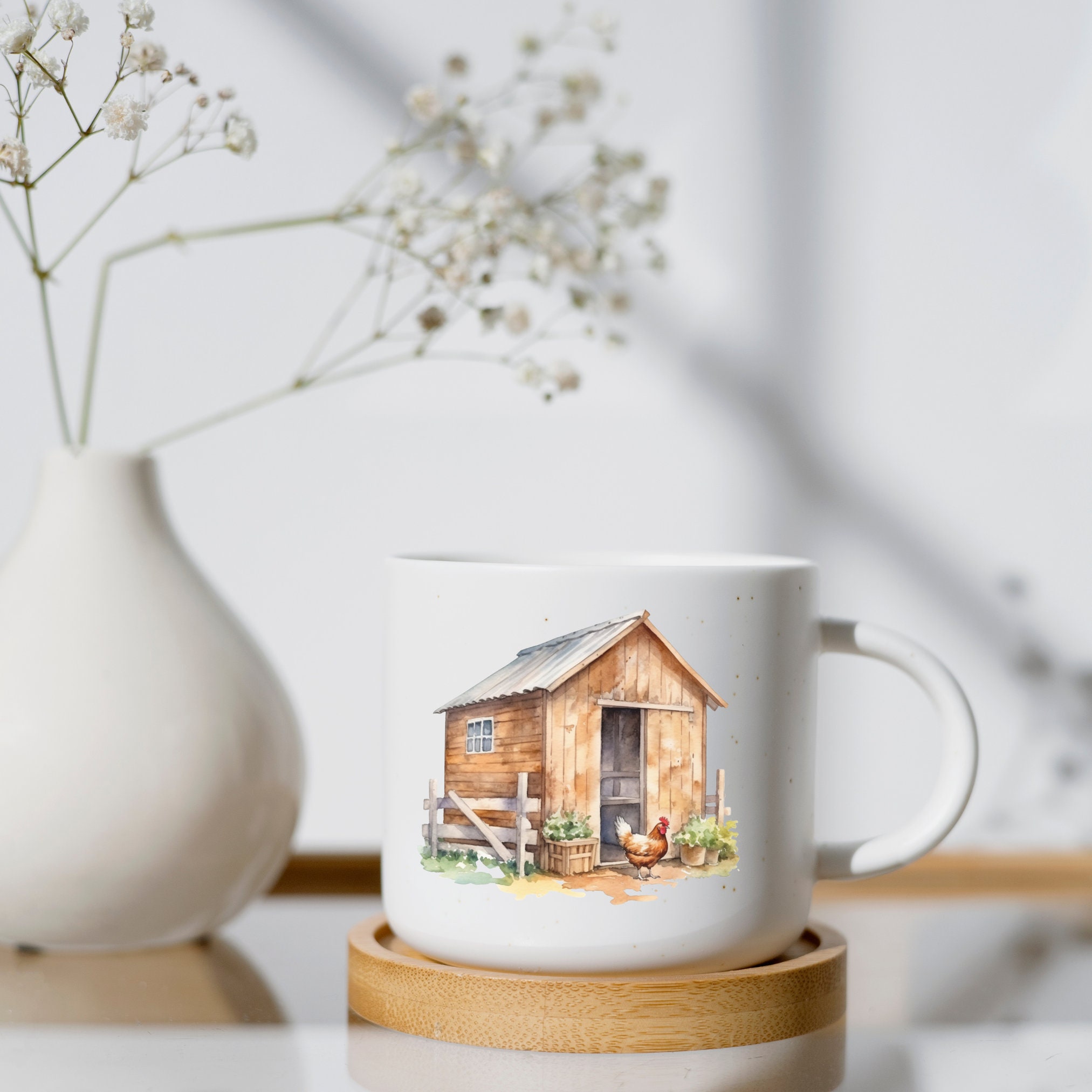 Chicken Coop Watercolor Clipart Transparent Background PNG Drawing ...