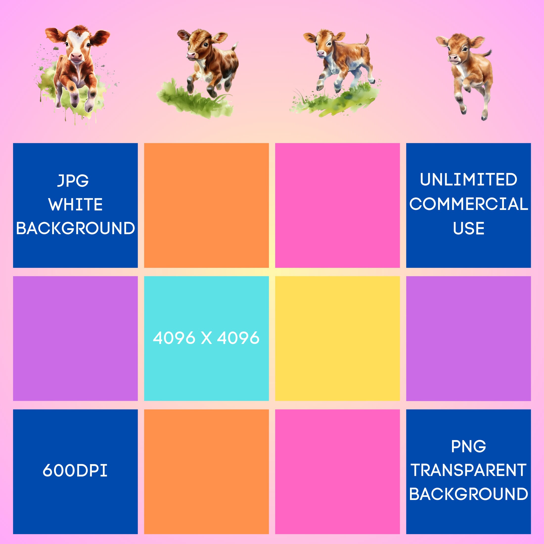 Baby Cow Watercolor Clipart Transparent Background PNG Drawing Crafting ...