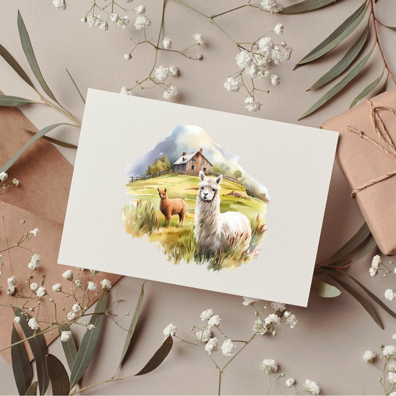 Alpaca Watercolor Clipart Transparent Background PNG Drawing Crafting ...