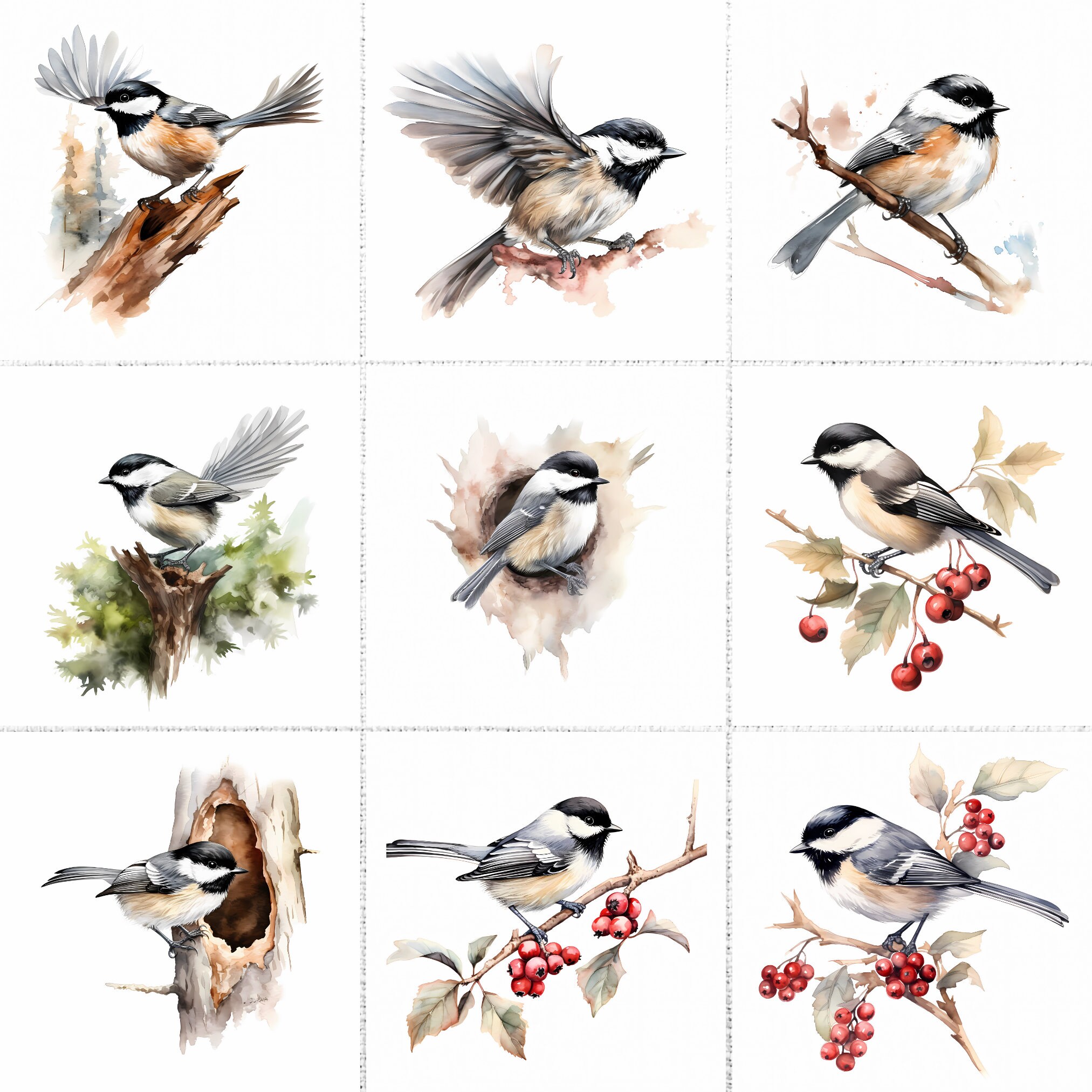 Chickadee Watercolor Clipart Transparent Background PNG Drawing ...