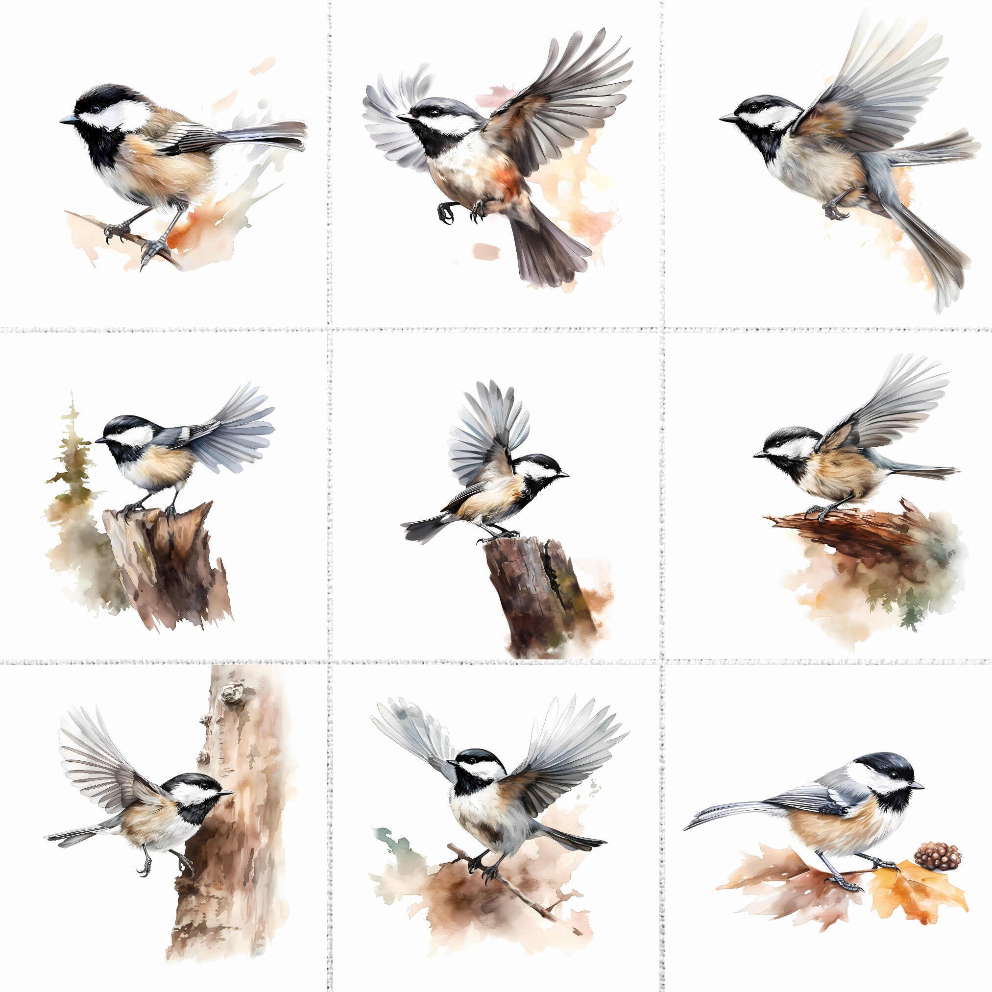 Chickadee Watercolor Clipart Transparent Background PNG Drawing ...