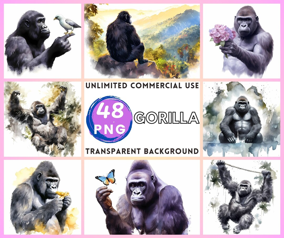 Gorilla Watercolor Clipart Transparent Background PNG Drawing Crafting ...