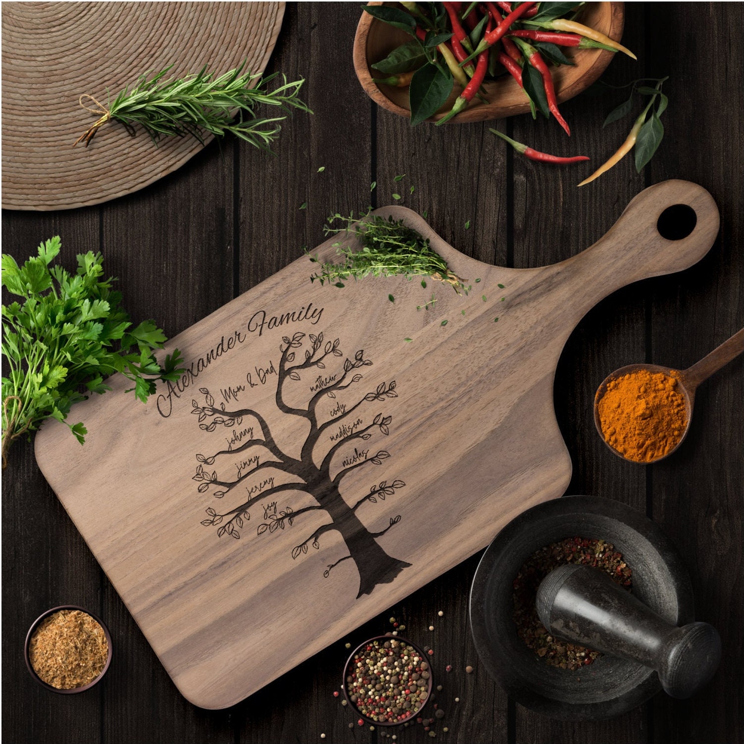 Personalized Family Tree Engraving Wedding Engagement Gift - Etsy