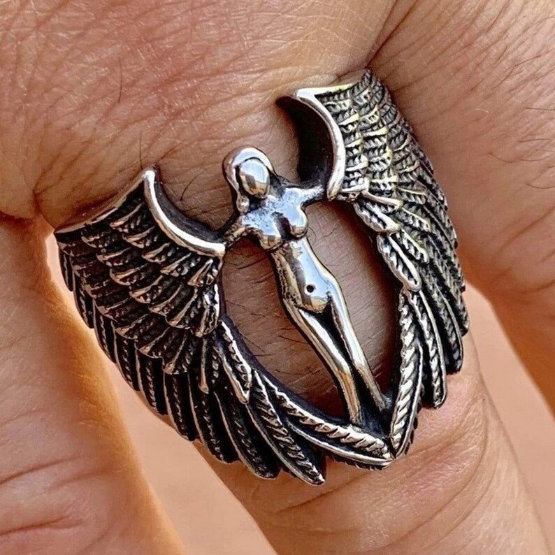 Guardian Angel Ring/ Angel Wings Ring/ Angel Ring/ Stainless - Etsy