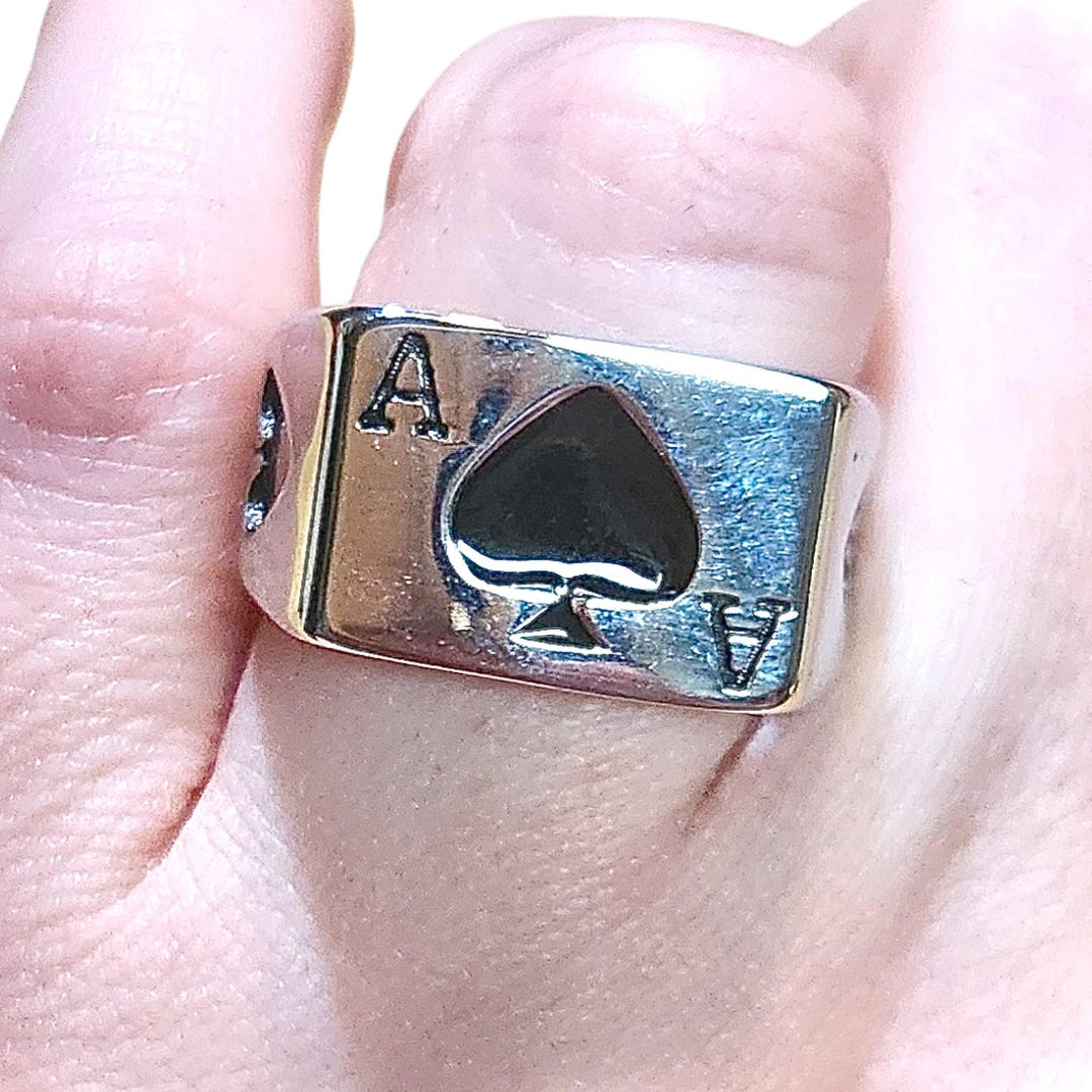 Ace of Spade Ring, Poker Ring Men, Playing Cards Ring, Gambler Ring ...