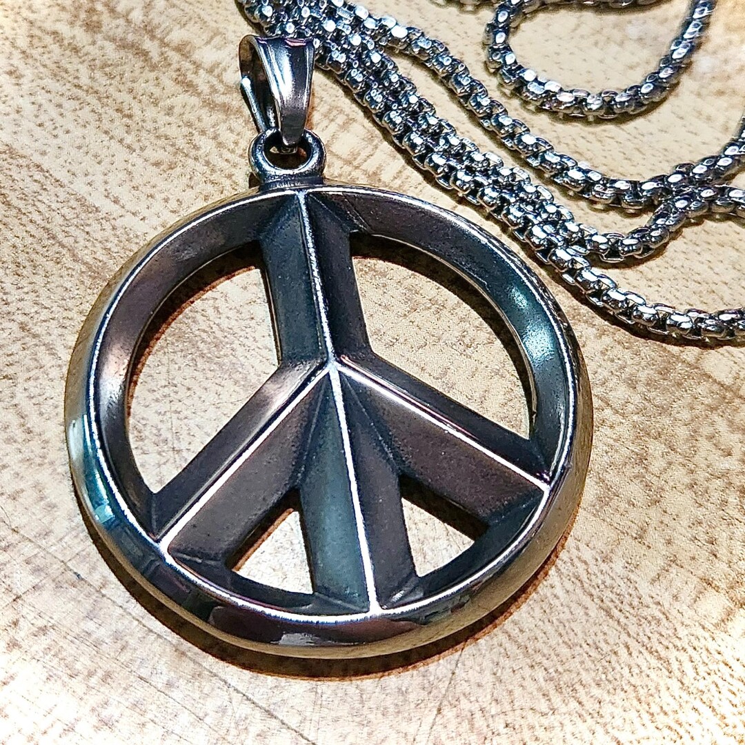 Peace Sign Necklace, Peace Symbol Necklace, Stainless Steel Necklace ...