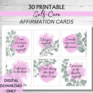 Self-care, Self-love, Affirmation Cards, Mental Health, Daily Well ...