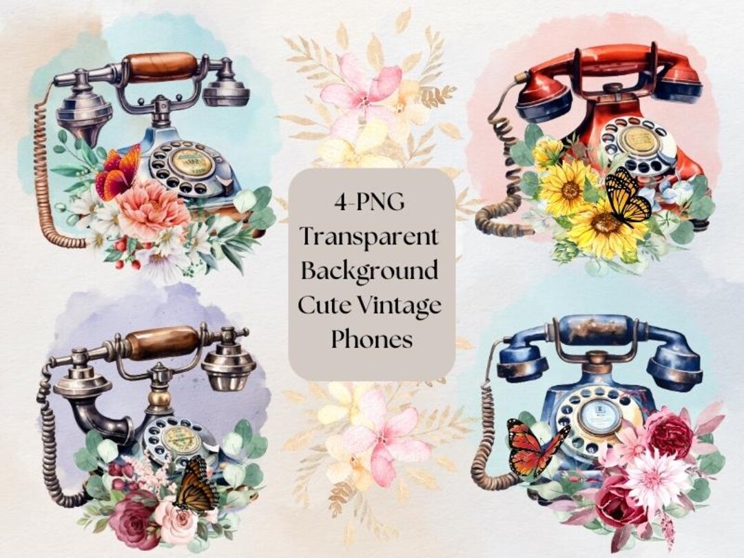 Vintage Telephones Clip Art, Downloads, Watercolor, Crafts - Etsy