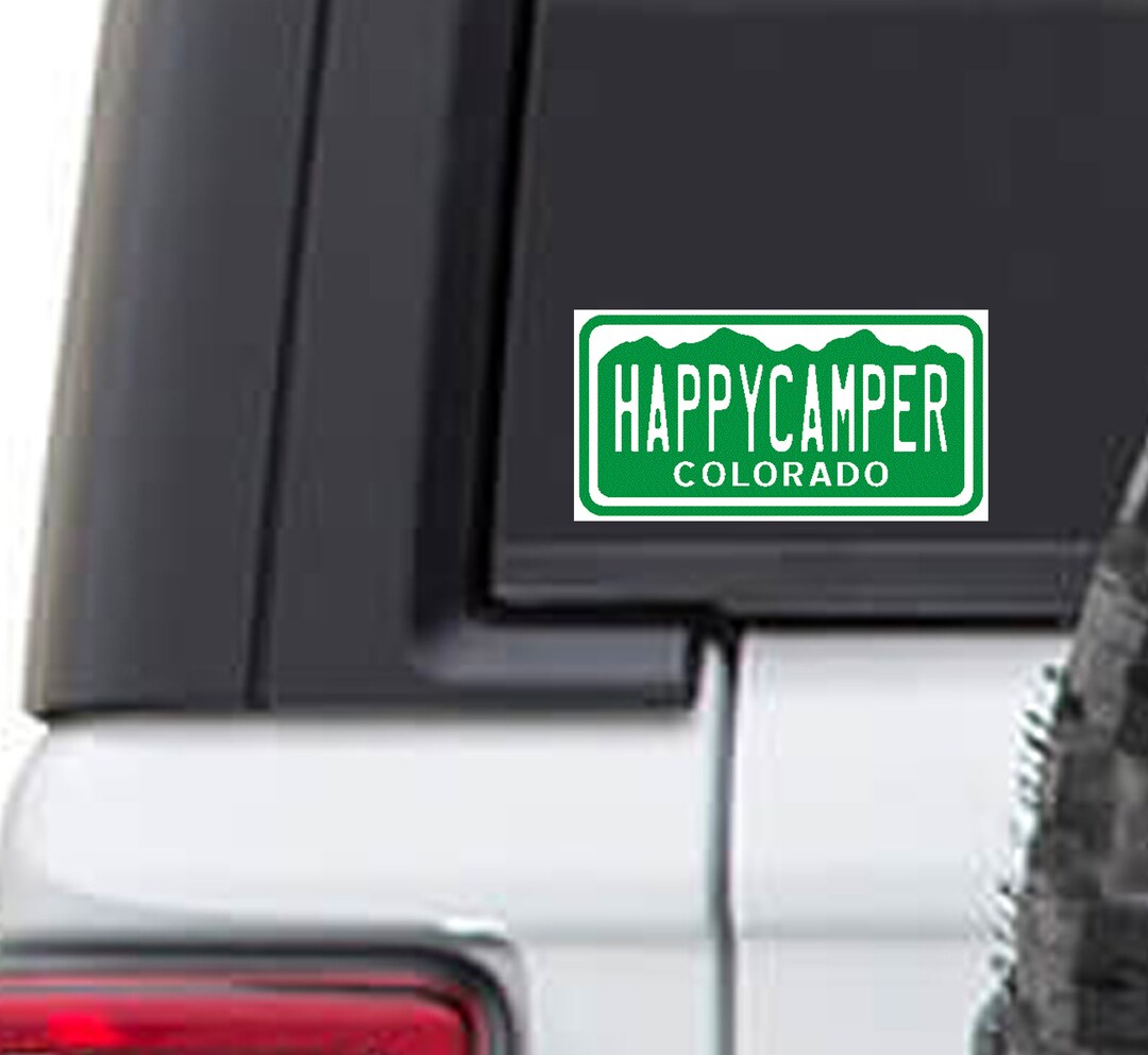 Colorado License Plate Happy Camper Vinyl Sticker Decal - CO I Love ...
