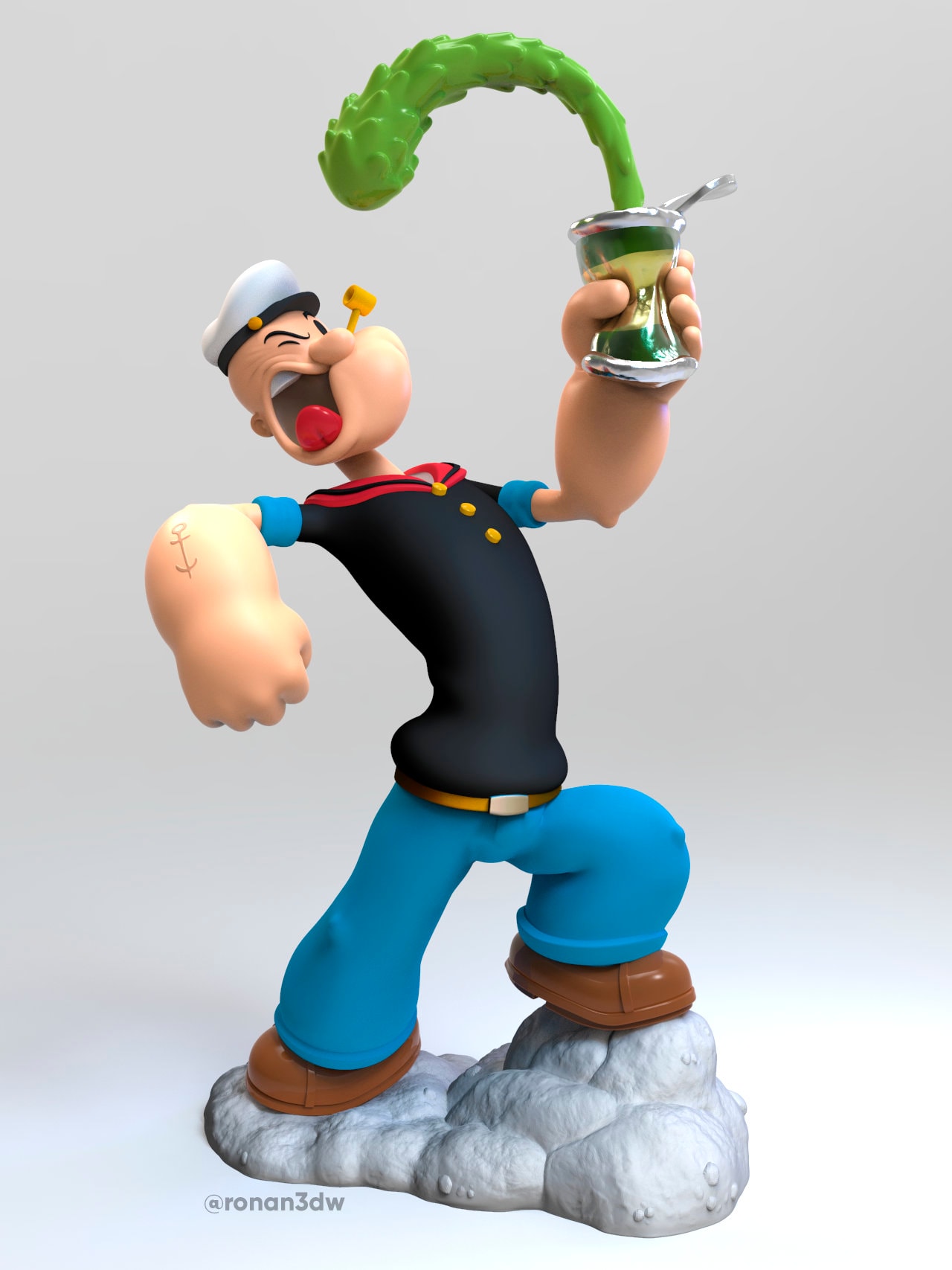 Popeye 3D Statue Printed and Painted unpainted Option - Etsy