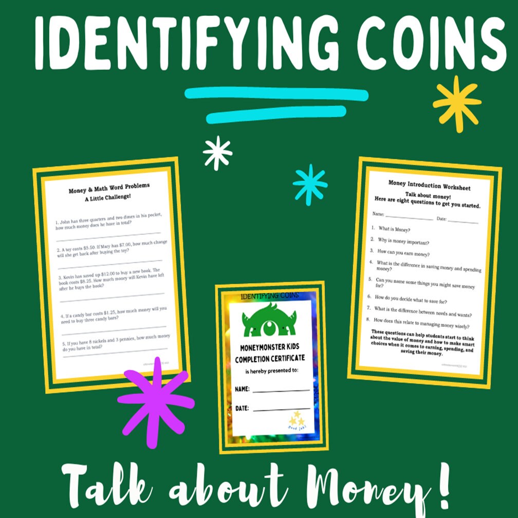 Identifying Coins, Coin Worksheet, Coin Activity, Money, Counting Coins ...
