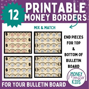 Printable Coin Money Bulletin Board Borders, 12 Mix-and-match Borders ...