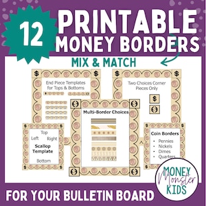 Printable Coin Money Bulletin Board Borders, 12 Mix-and-match Borders ...